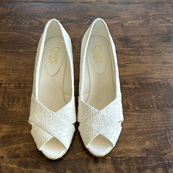 Chaps | Shoes | Chaps Womens Dakota White Espadrille Wedge Sandals ...